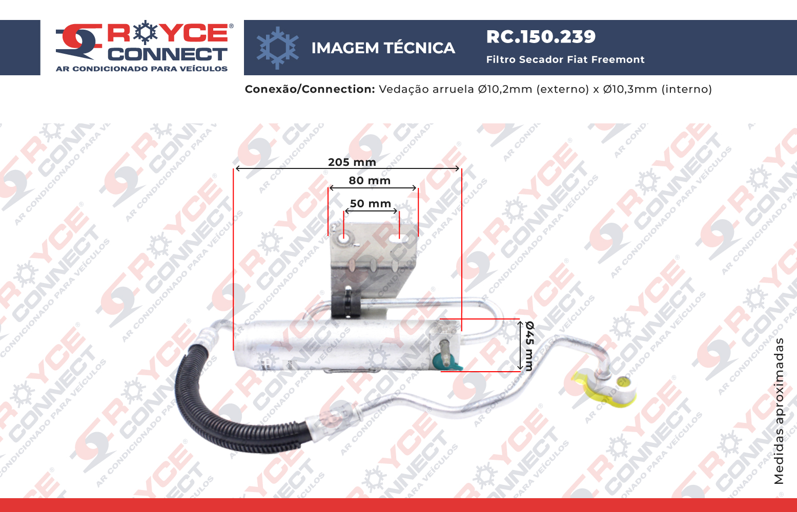 Filtro Secador Fiat Freemont OEM: K68058965AB - Royce Connect