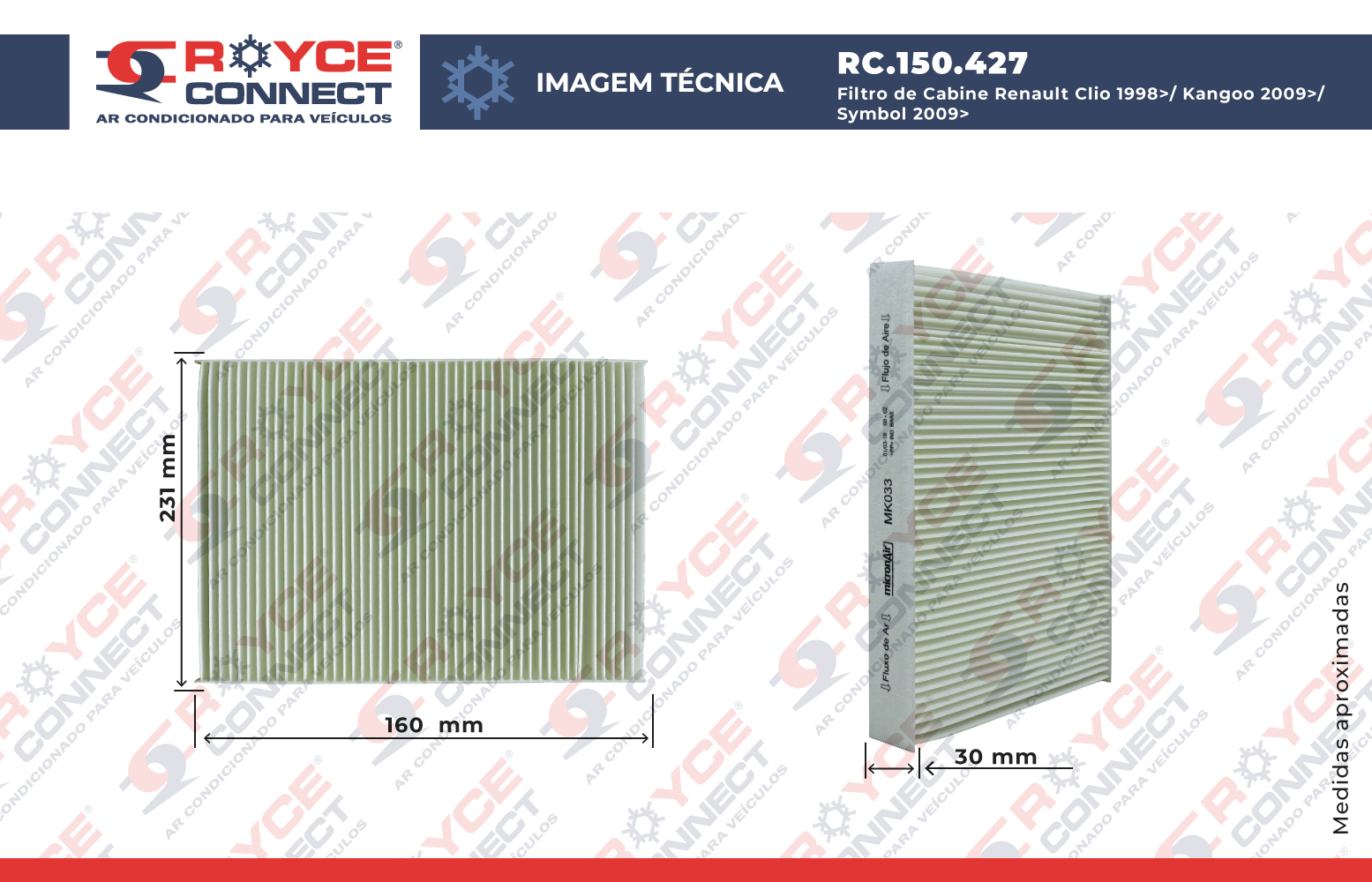 Filtro de Cabine Renault Clio 1998>/ Kangoo 2009>/ Symbol 2009> OEM ...