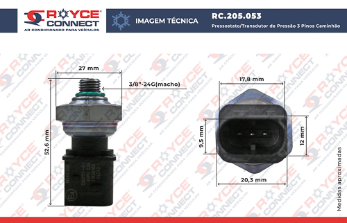 Pressostato/Transdutor de Pressão 3 Pinos Caminhão Volvo FH 2017> OEM ...