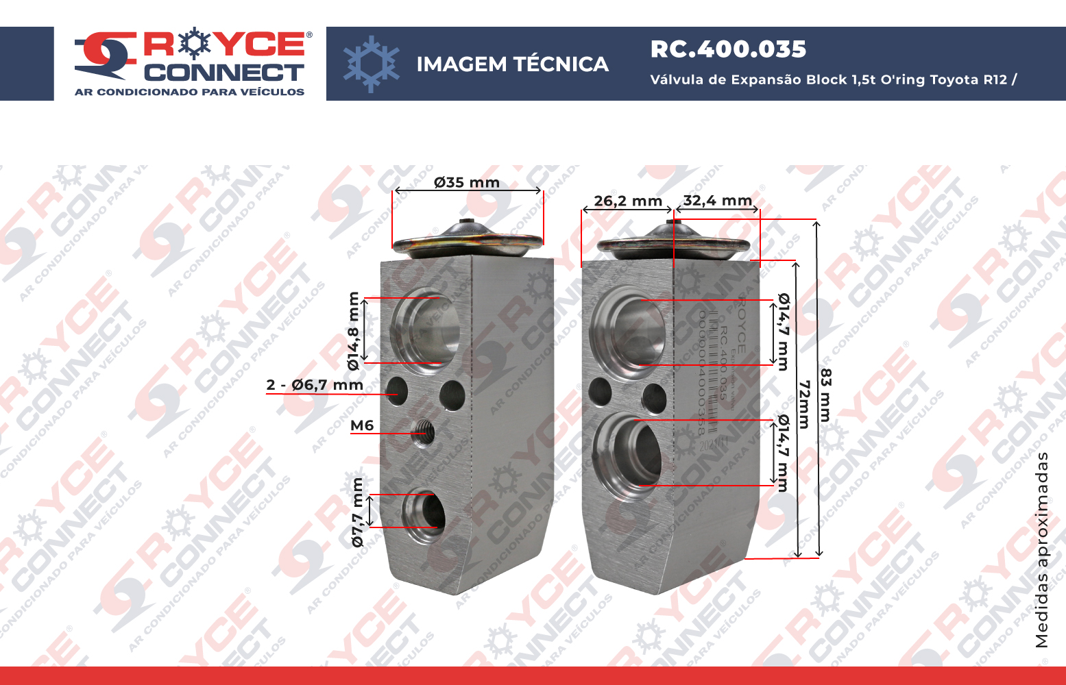 Válvula de Expansão Block 1,5t O'ring Toyota R12 / Máquina Chinesa ...
