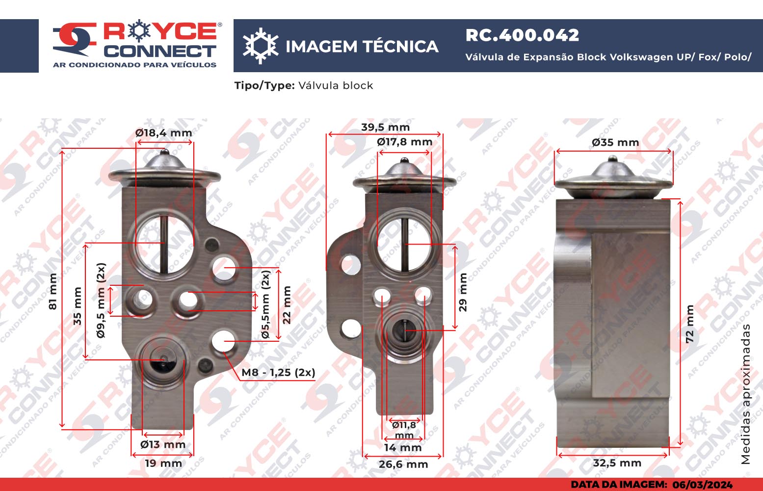 Válvula de Expansão Block Volkswagen UP/ Fox/ Polo/ Gol/ Voyage G5/G6 ...