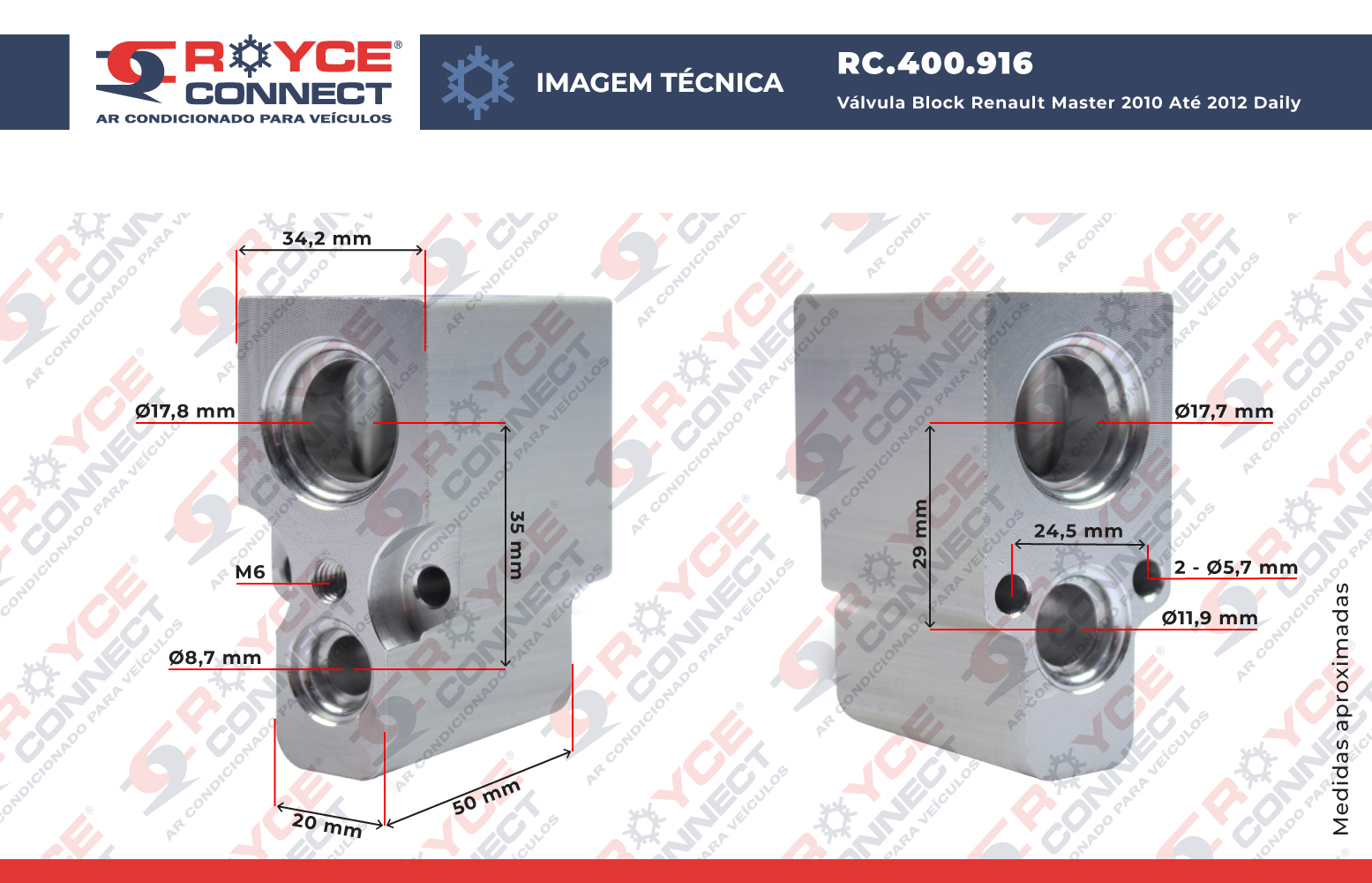 Válvula Block Renault Master 2010 Até 2012 - Royce Connect