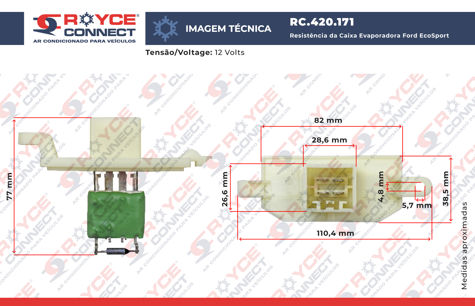 Resistência da Caixa Evaporadora Ford EcoSport 2012> - 12 Volts OEM ...