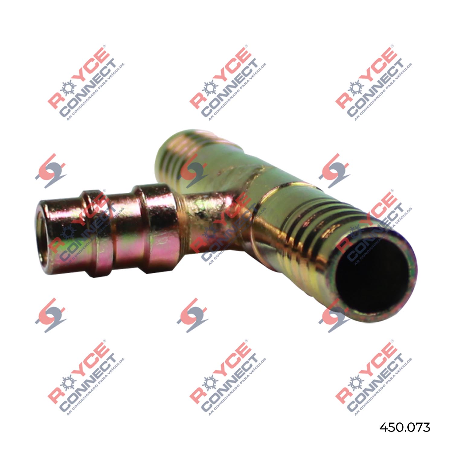 Emenda 10mm Aço c/ Válvula de Serviço R134a s/ Clip - Royce Connect