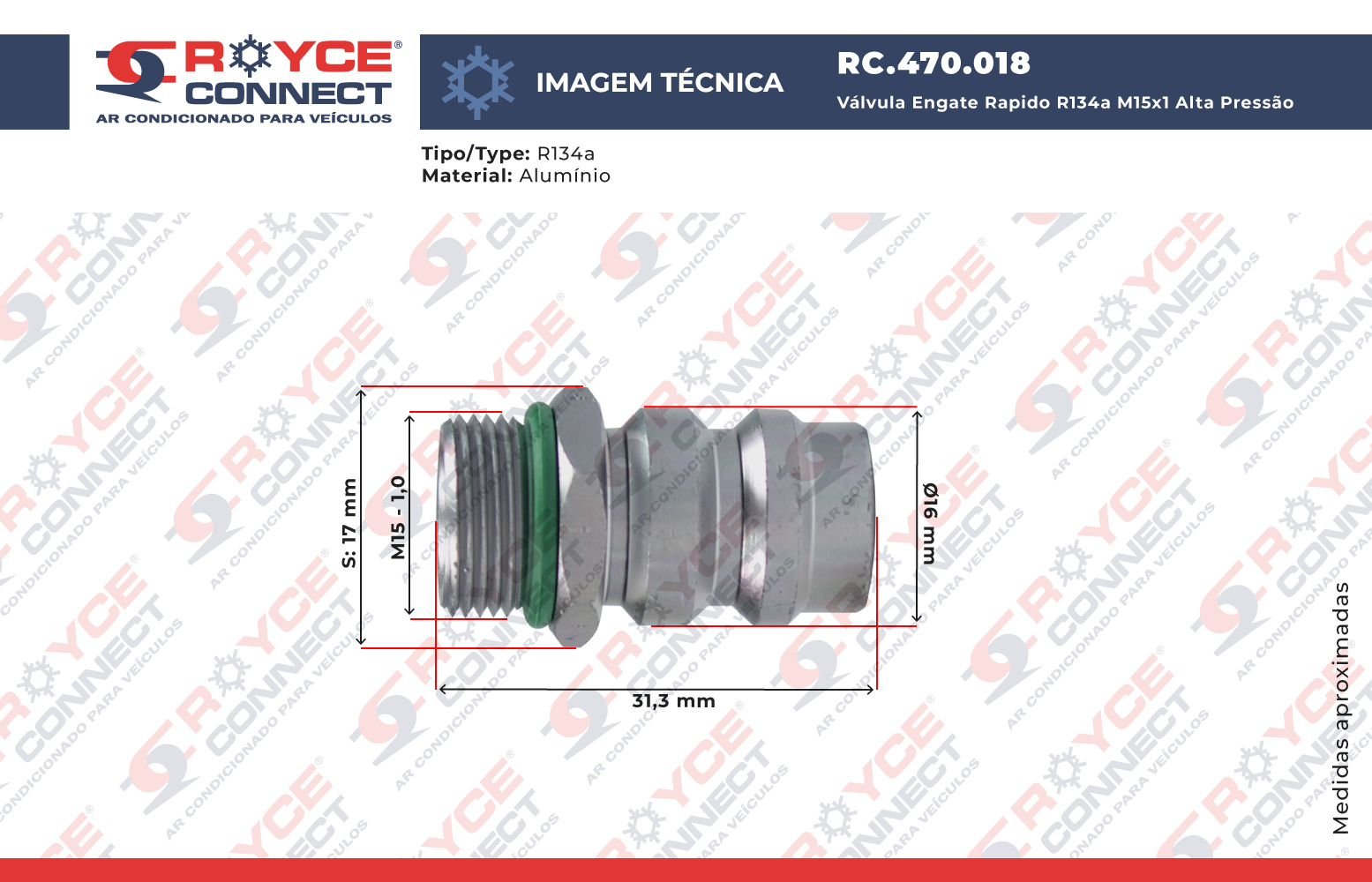 Válvula Engate Rapido R134a M15x1 Alta Pressão Caminhão Mercedes Benz ...