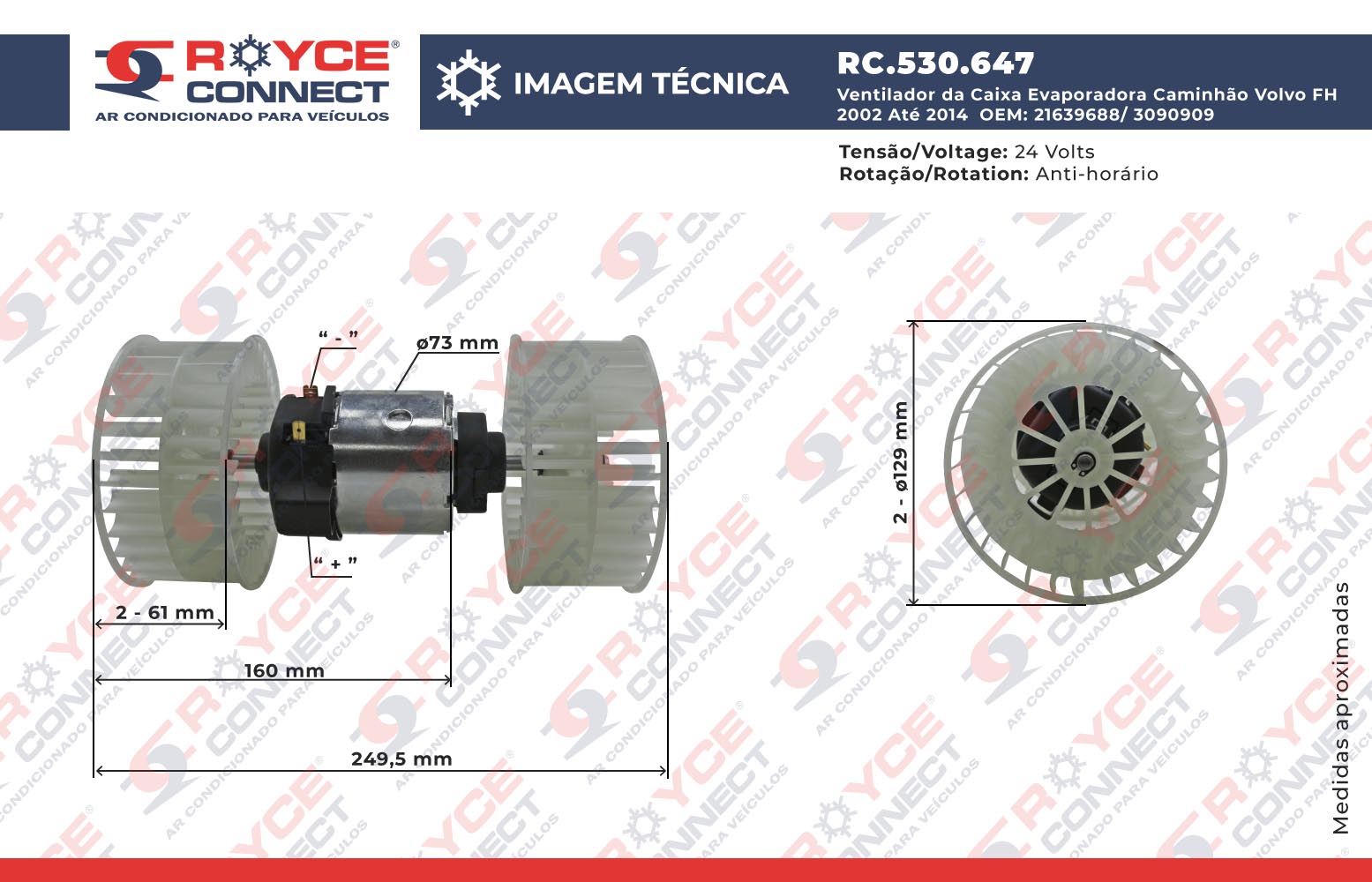 Ventilador da Caixa Evaporadora Caminhão Volvo FH 2002 até 2014 24 ...