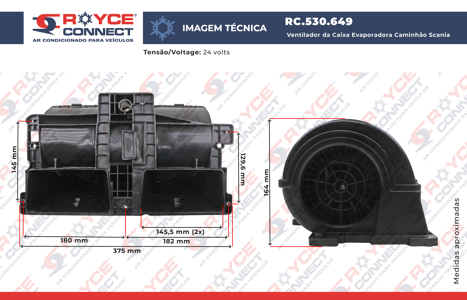Ventilador da Caixa Evaporadora Caminhão Scania Série PGR 2008> - 24 ...