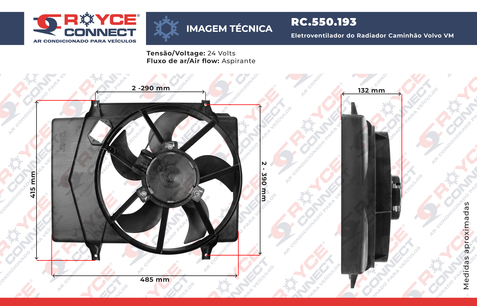 Eletroventilador do Radiador Caminhão Volvo VM - 24 Volts OEM: 20777078 ...