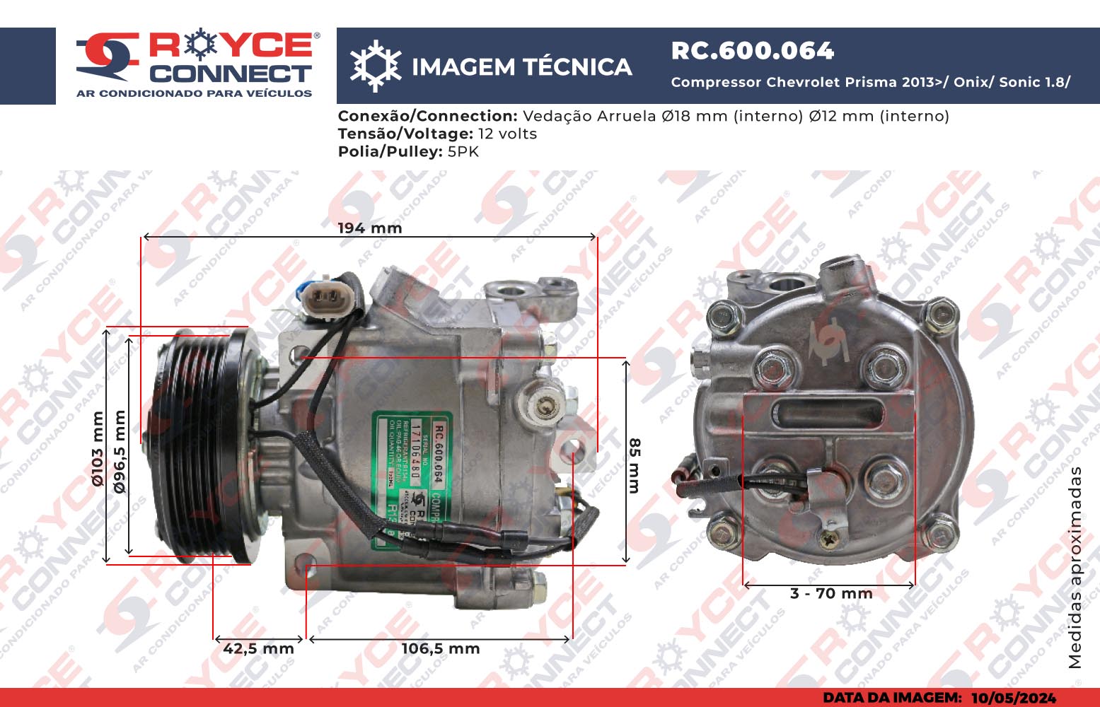 Compressor Scroll Chevrolet Tracker 1.8 Gasolina / Prisma 2013> / Spin ...