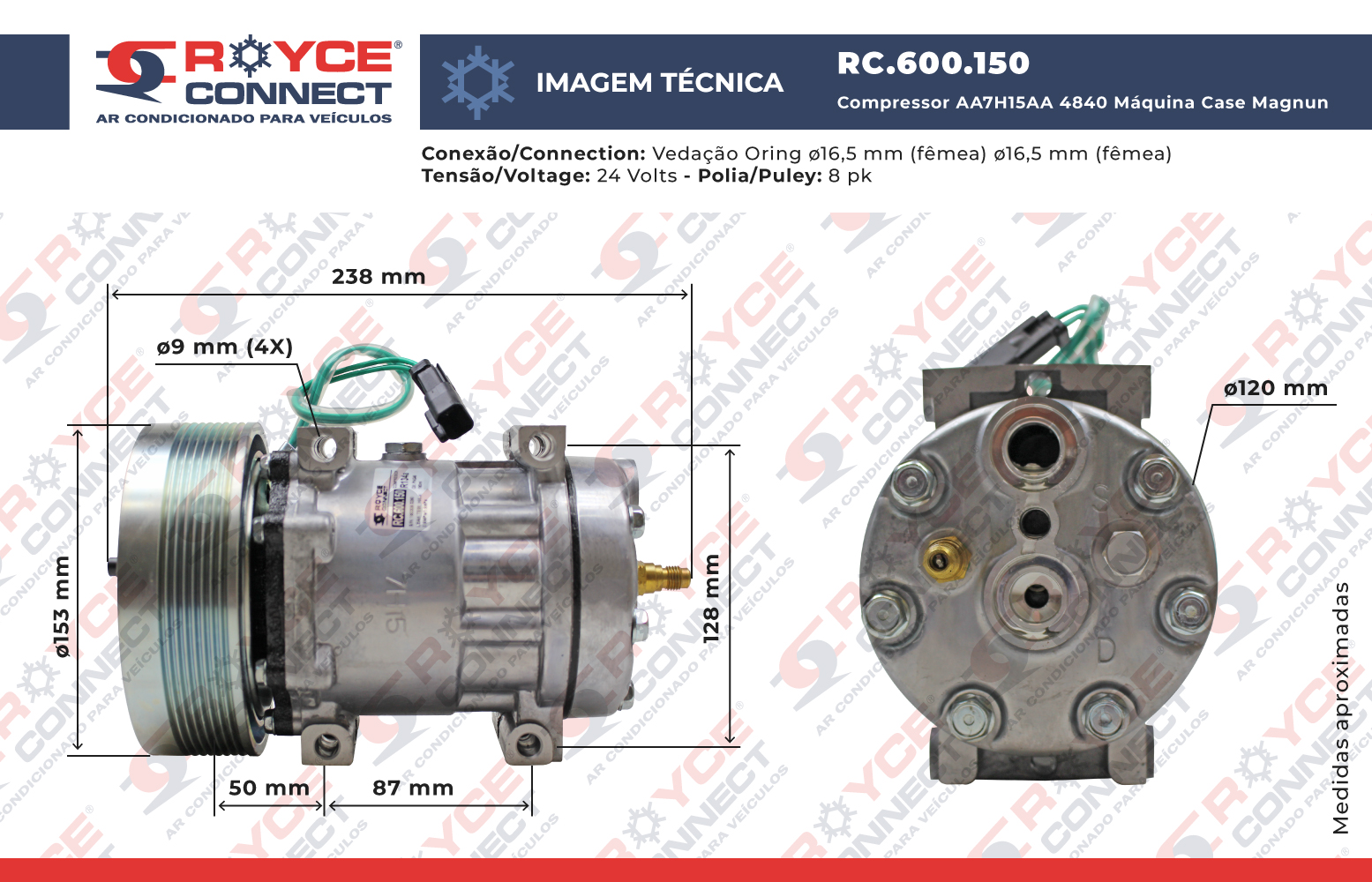 Compressor AA7H15AA Máquina Caterpillar 994/ 793D/ 16M - 24 Volts Polia ...