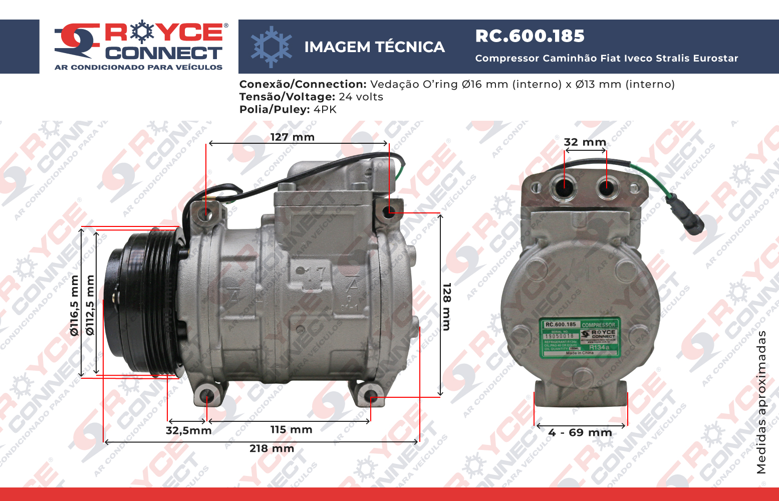 Compressor Caminhão Fiat Iveco Stralis/ Eurostar 10PA17 - 24 Volts ...