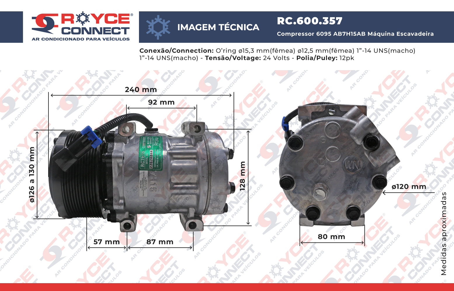 Compressor 6095 AB7H15AB Máquina Escavadeira Caterpillar 320D2 L 2012 ...