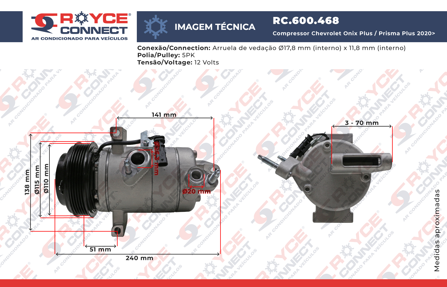 Compressor Chevrolet Onix Plus / Prisma Plus 2020> Turbo 3 Cilindros ...