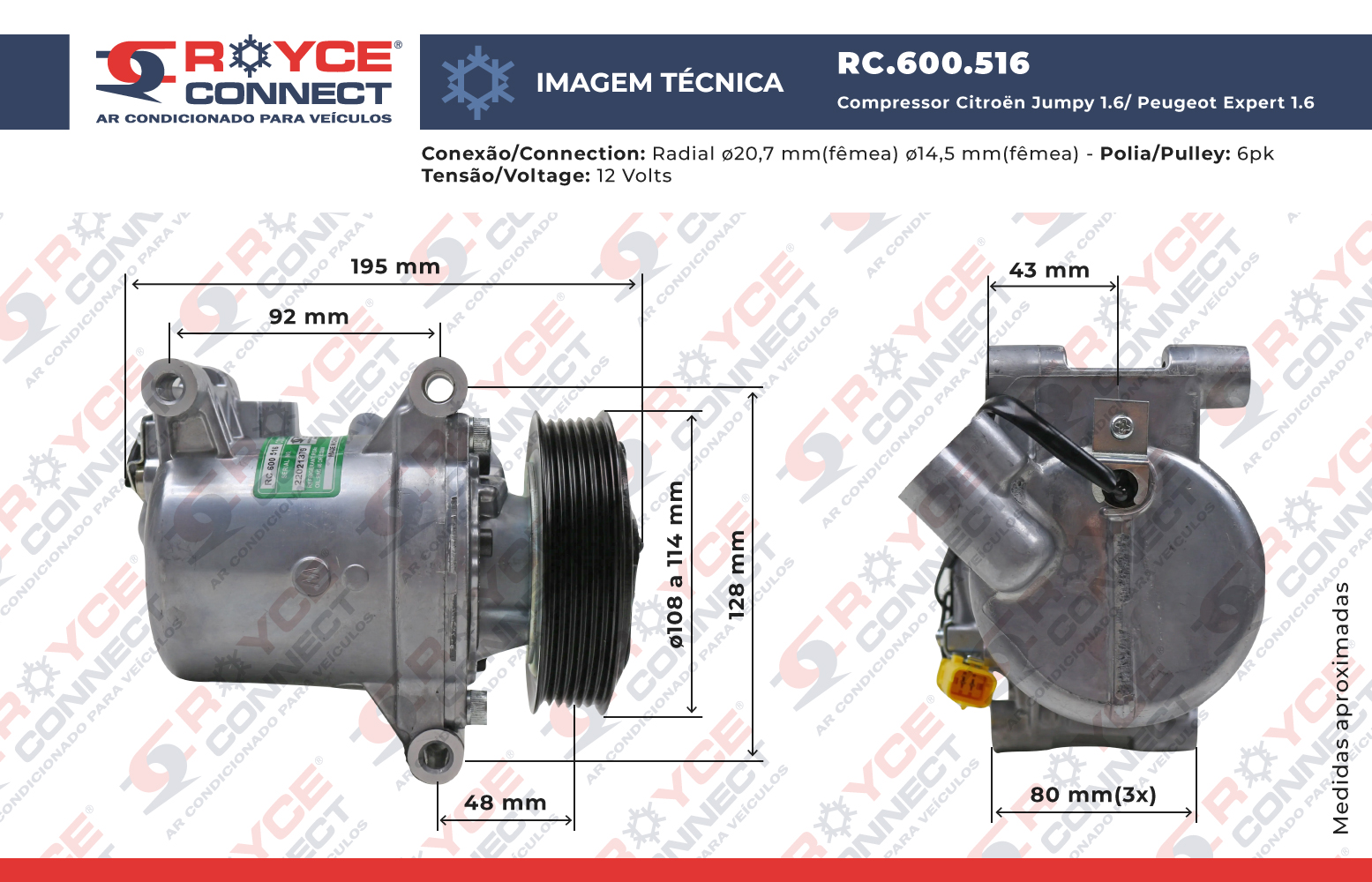 Compressor Citroën Jumpy 1.6/ Peugeot Expert 1.6 Diesel 2018> - 12 ...