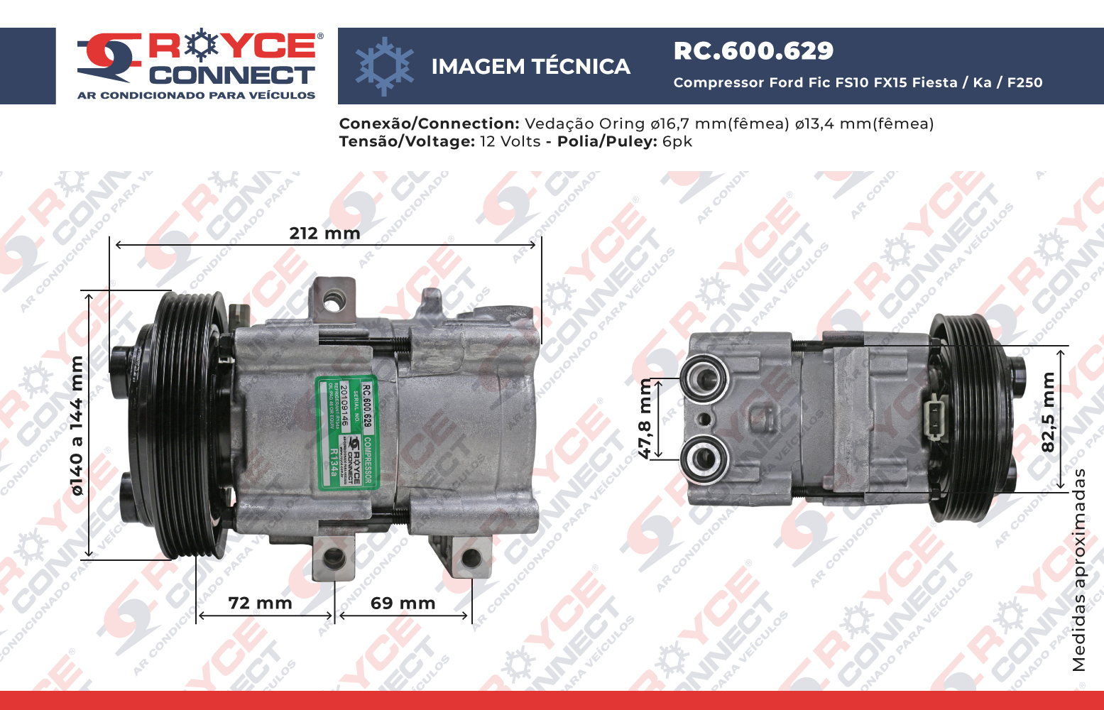 Compressor Ford Fic FS10 FX15 Fiesta / Ka / F250 Gasolina / Hyundai ...