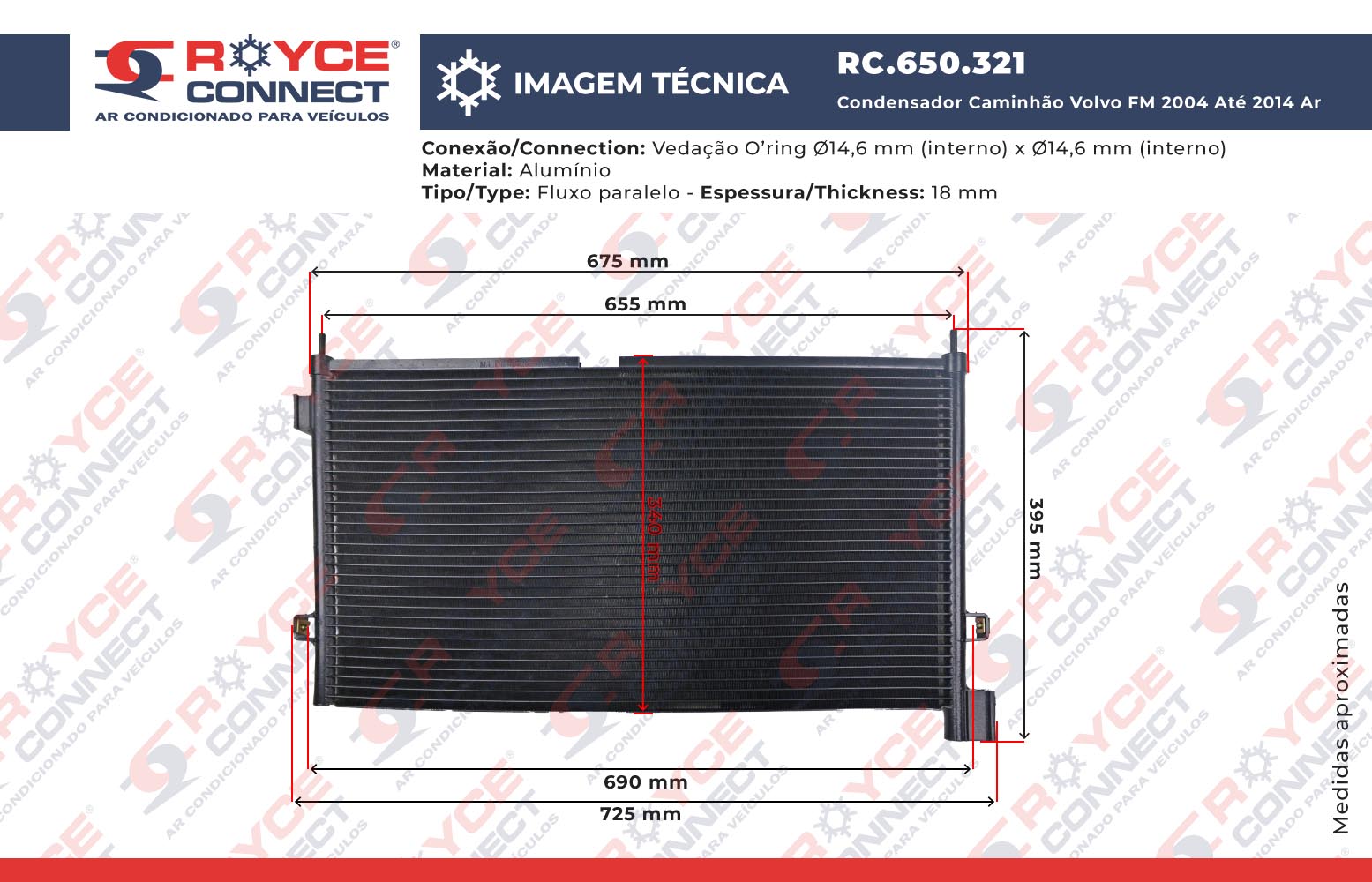 Condensador Caminhão Volvo FM 2004 Até 2014 Ar Original Fluxo Paralelo ...
