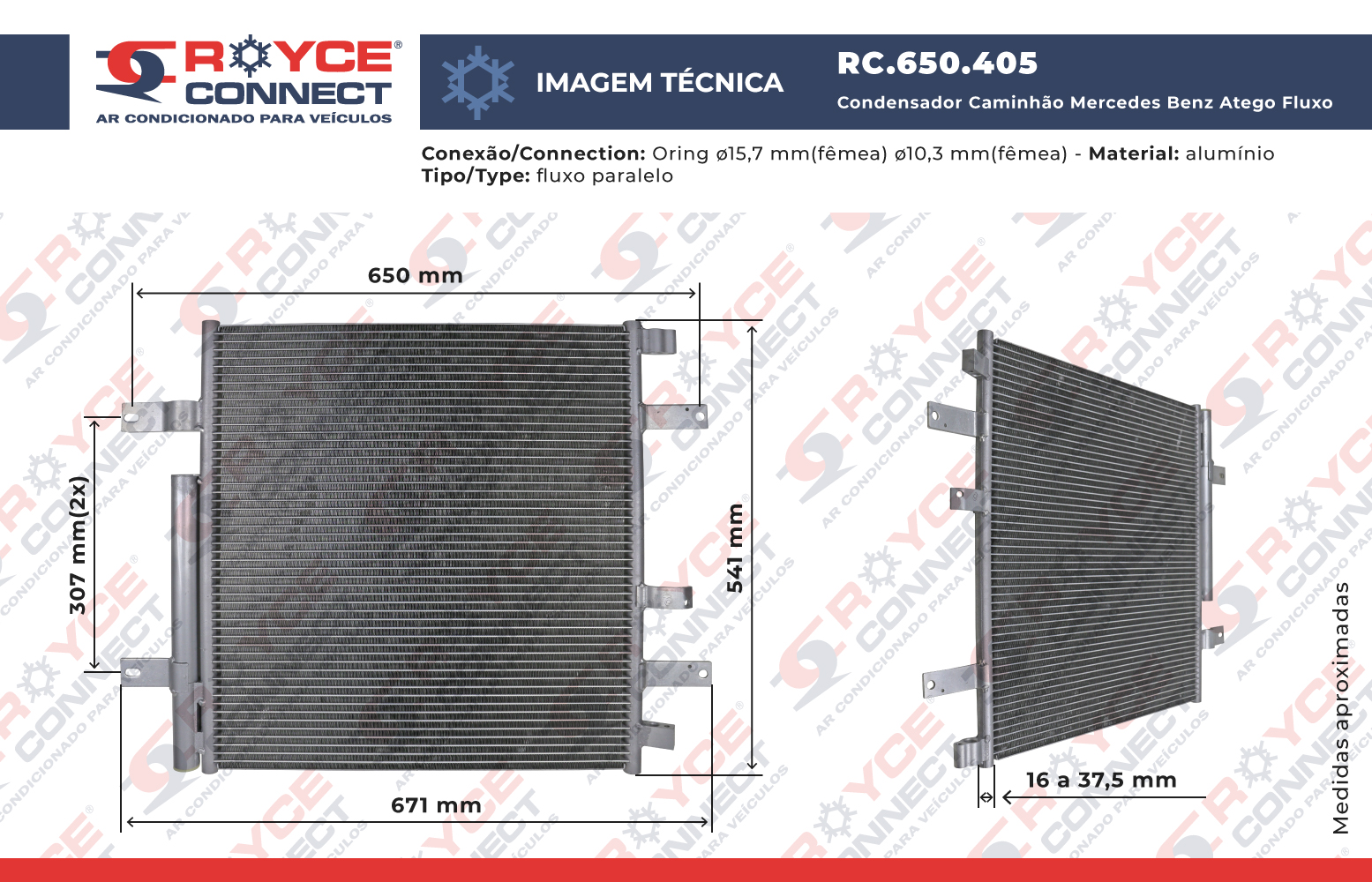 Condensador Caminhão Mercedes Benz Atego Fluxo Paralelo OEM ...