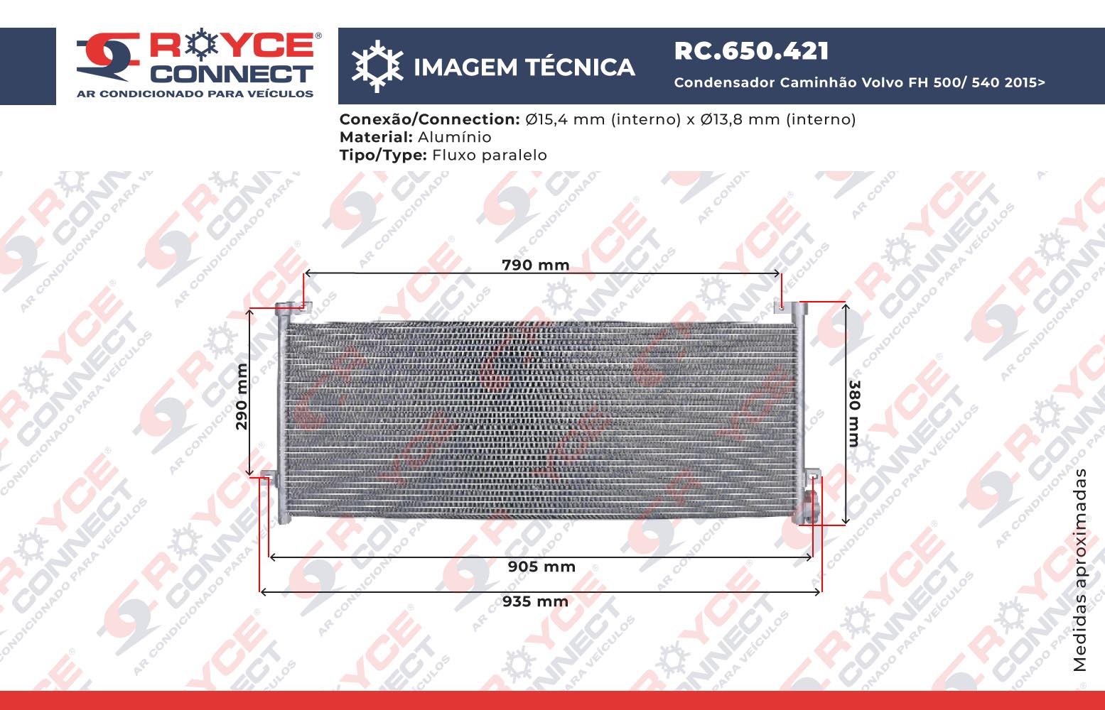 Condensador Caminhão Volvo FH / NH 2015> Fluxo Paralelo OEM: 22768926 ...