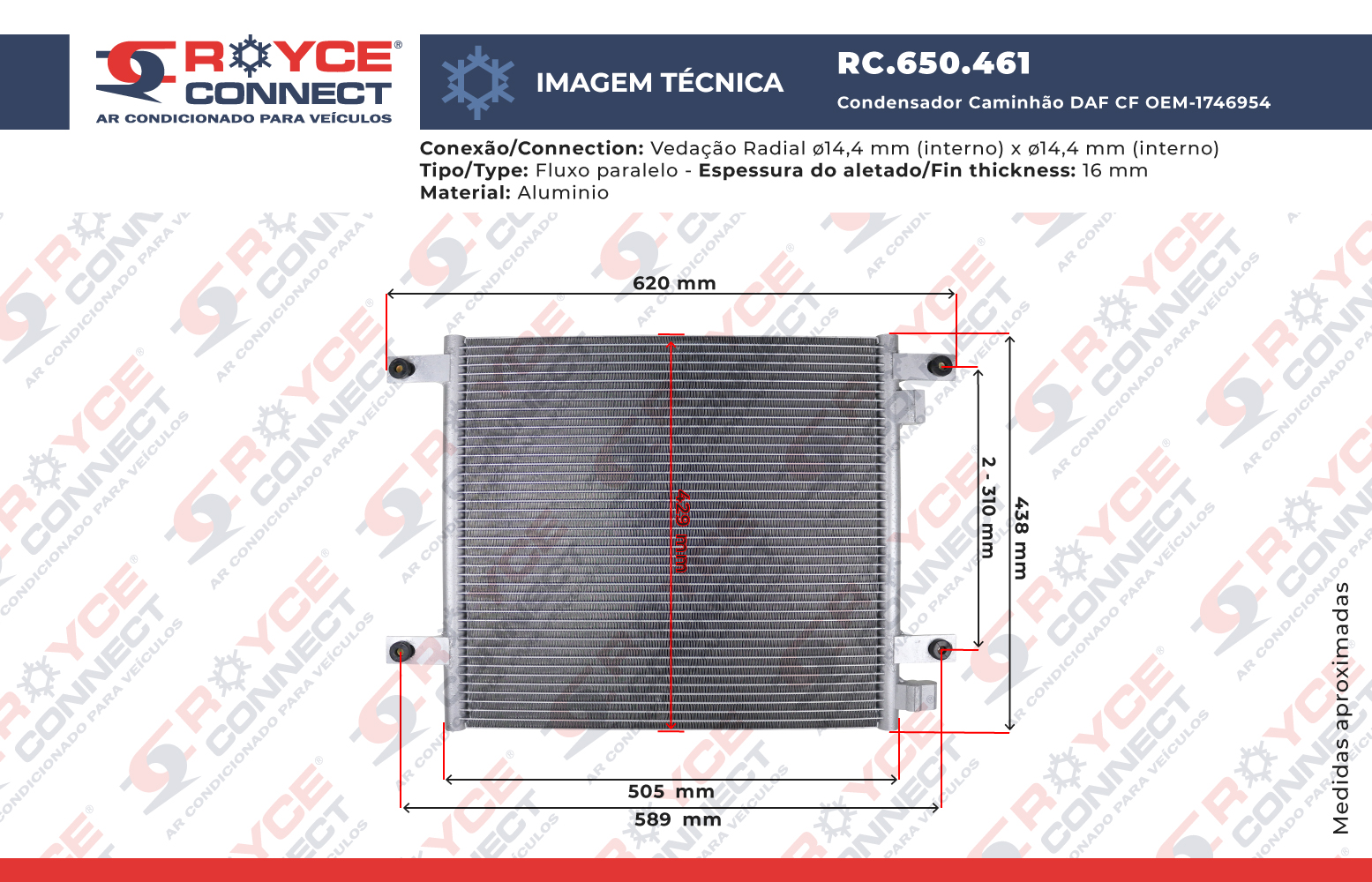 Condensador Caminhão DAF CF OEM: 1746954 - Royce Connect