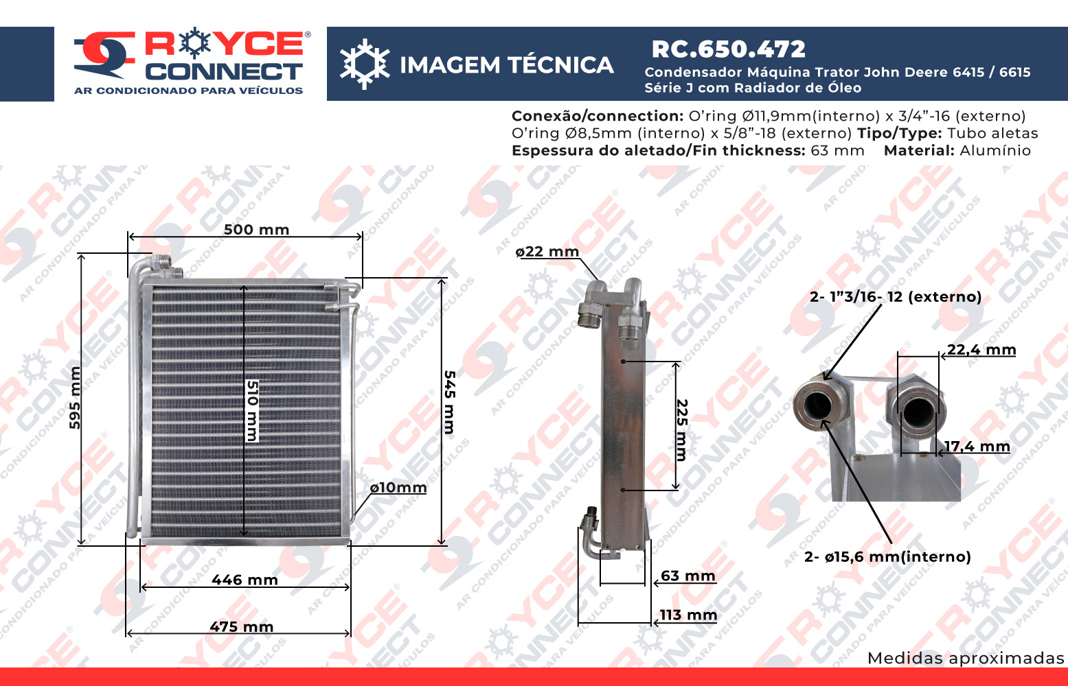 Condensador Máquina Trator John Deere 6415 / 6615 Série J com Radiador ...