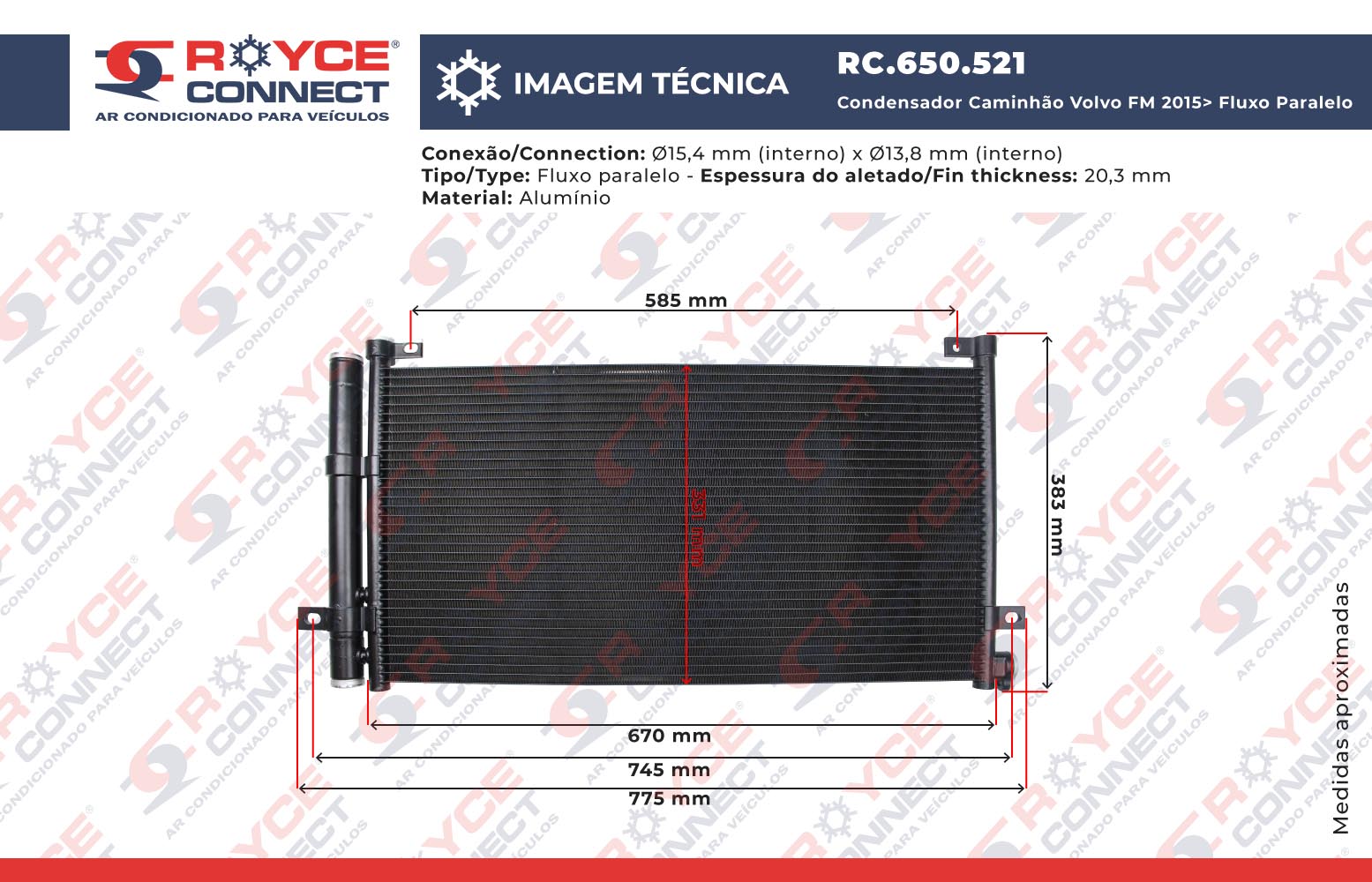 Condensador Caminhão Volvo FM 2015> Fluxo Paralelo OEM: 22768793 / ...