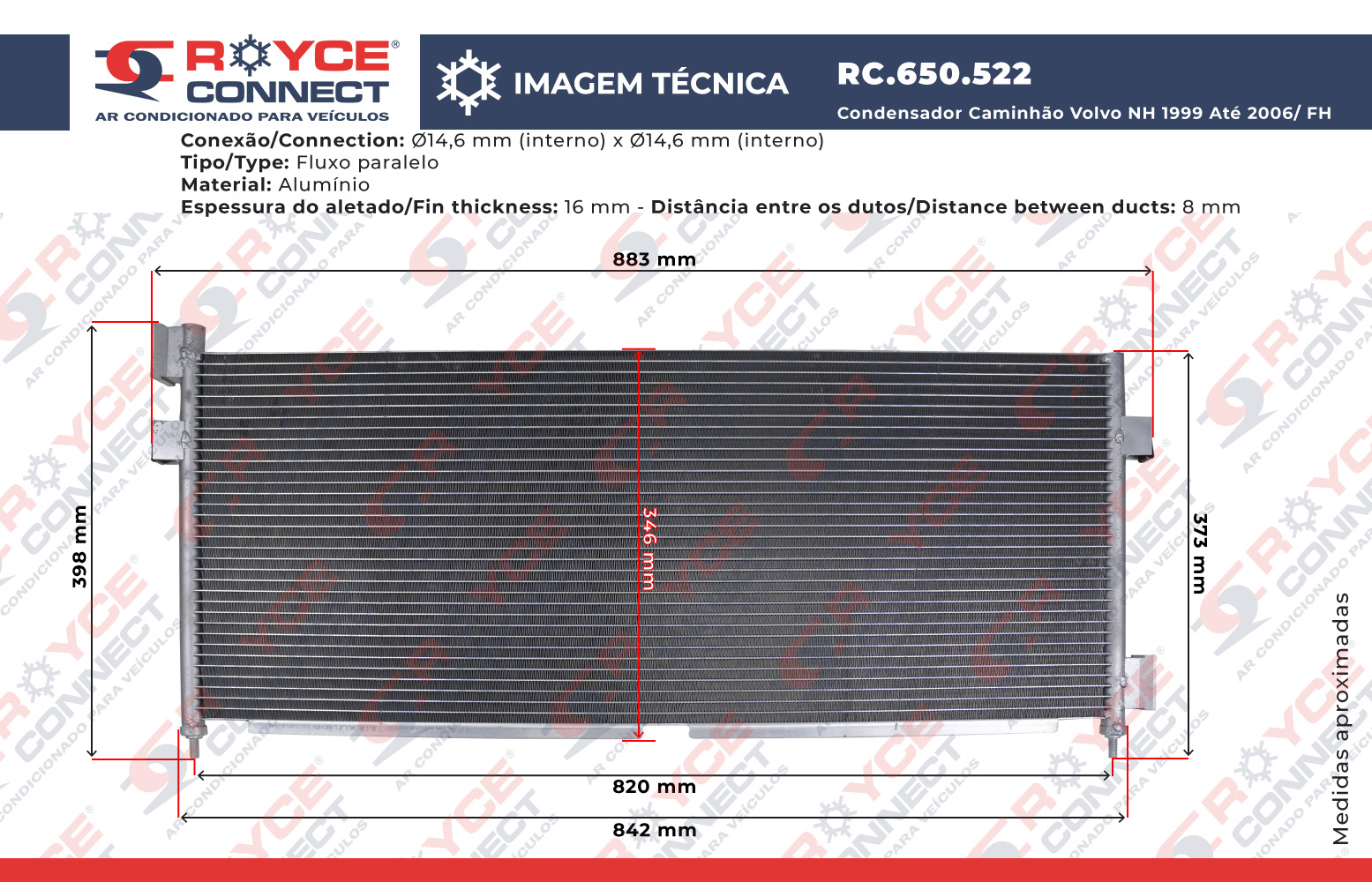 Condensador Caminhão Volvo NH 1999 Até 2006/ FH 1998 Até 2014 Fluxo ...
