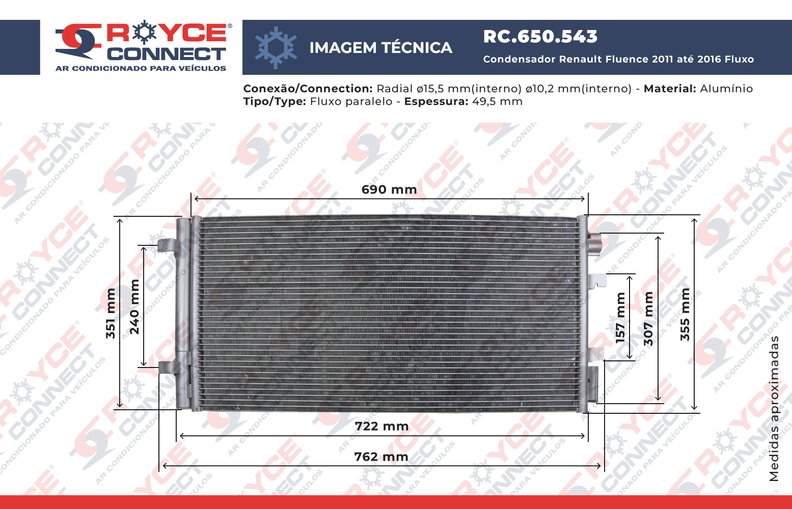 Condensador Renault Fluence 2011 Até 2016 Fluxo Paralelo OEM ...