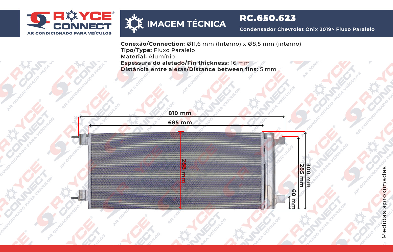 Condensador Chevrolet Onix 2019> Fluxo Paralelo OEM: 26287388 - Royce ...