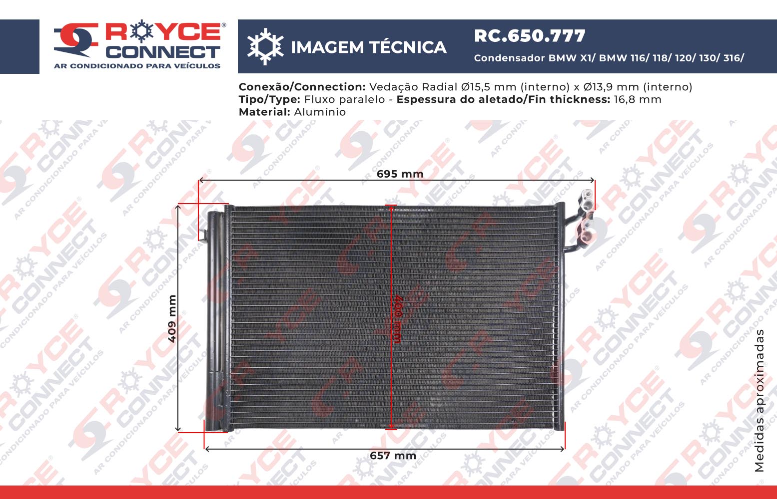 Condensador BMW X1/ BMW 116/ 118/ 120/ 130/ 316/ 320/ 325/ 328/ 330 ...