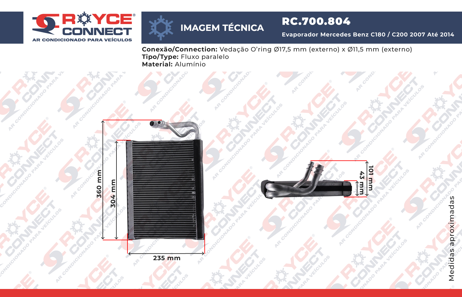 Evaporador Mercedes Benz C180 / C200 2007 Até 2014 OEM: A2048300058 ...