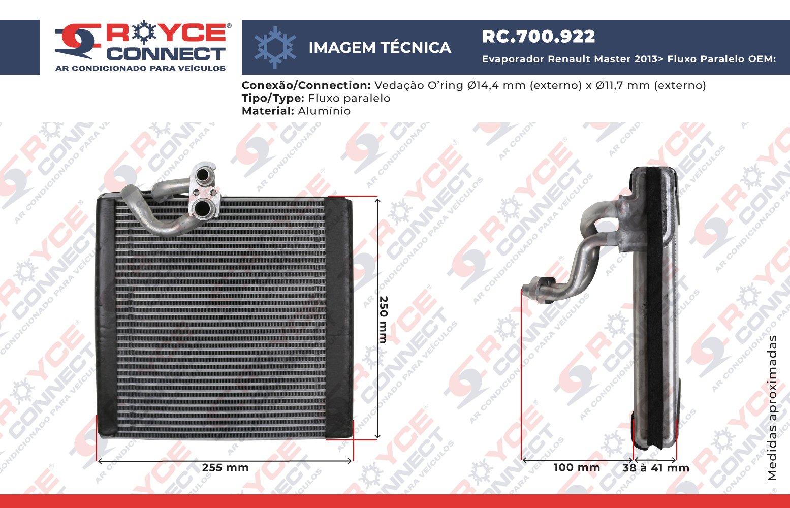 Evaporador Renault Master 2013> Fluxo Paralelo OEM: 272813365R - Royce ...